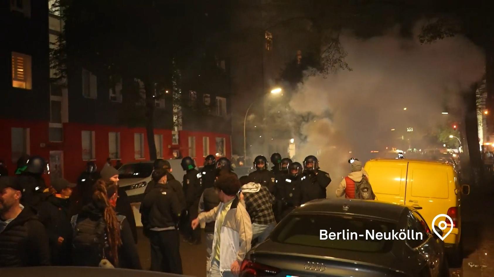 Erneut heftige Ausschreitungen bei unangemeldeter Pro-Palästinenserdemo in Berlin-Neukölln